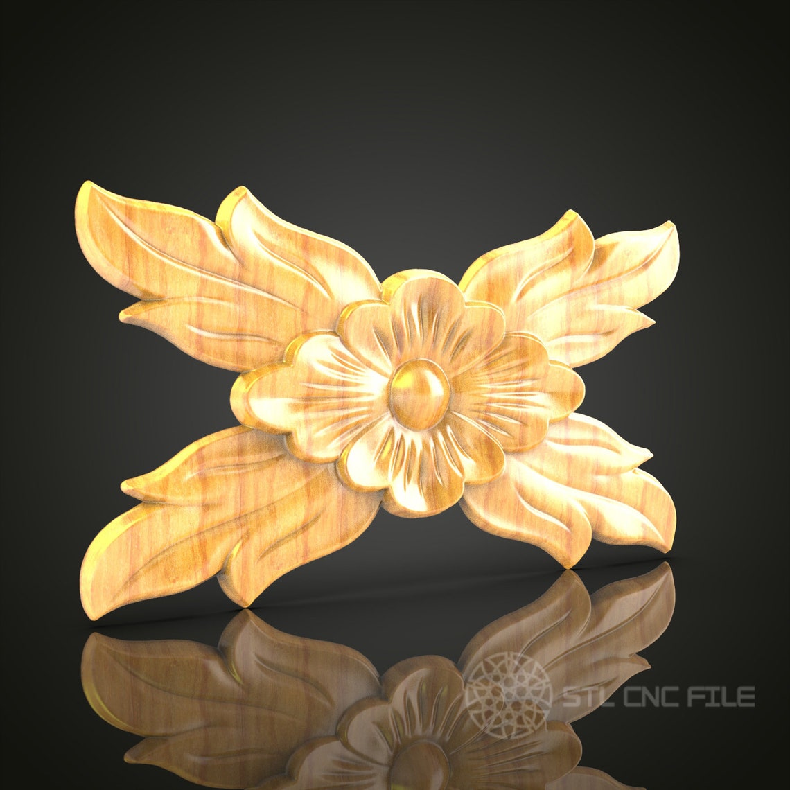Winged Floral Emblem STL Model for CNC Router, Compatible With Artcam ...