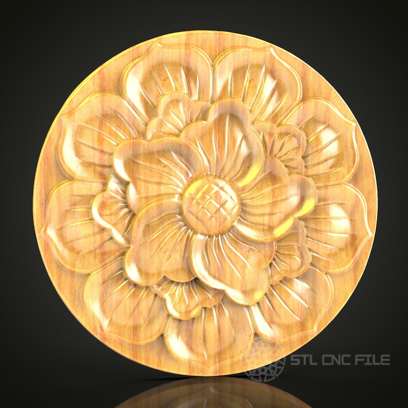 Round Floral Bloom STL Model for CNC Router, Compatible With Artcam ...