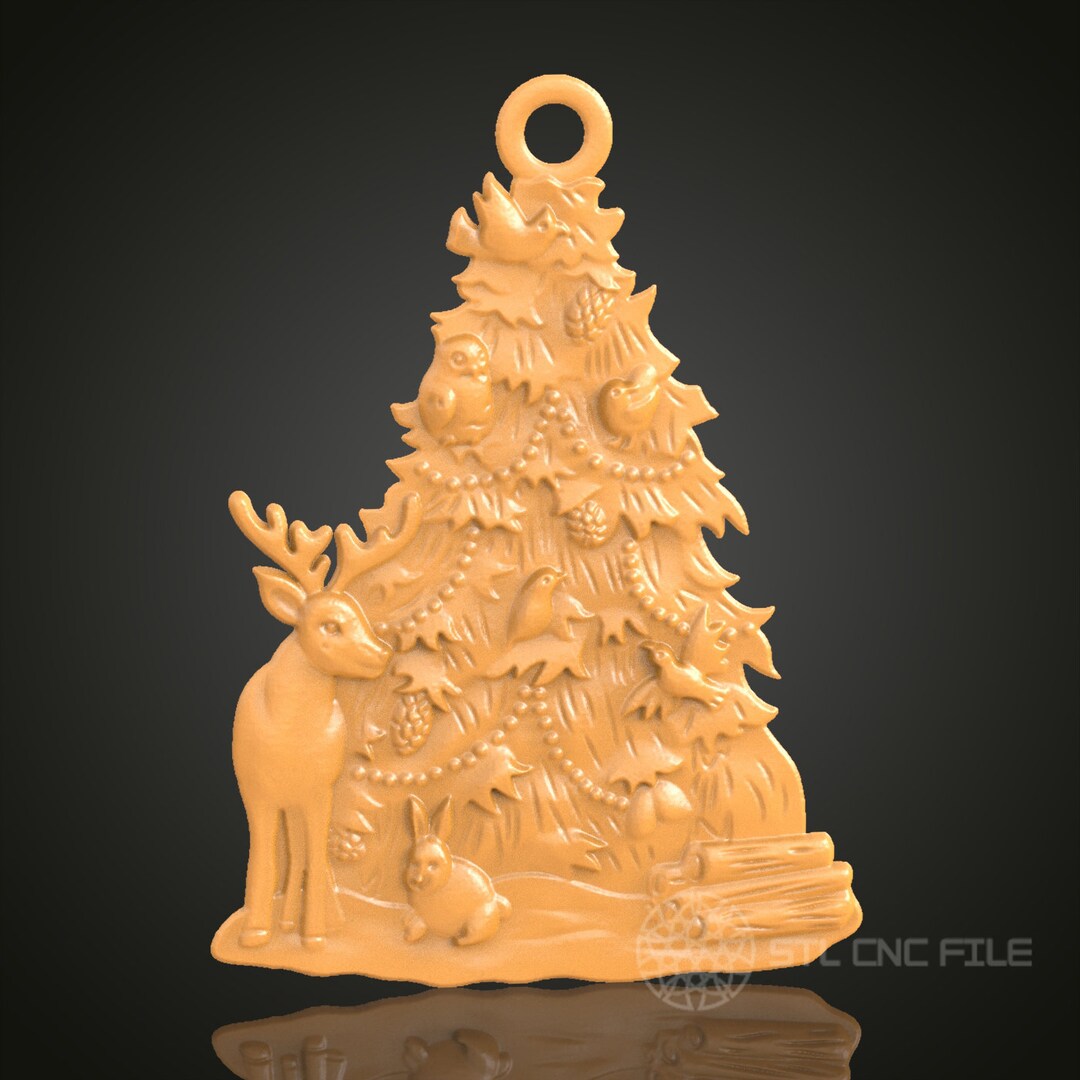 Christmas Tree Ornament With Deer and Forest Animals - STL Model for ...