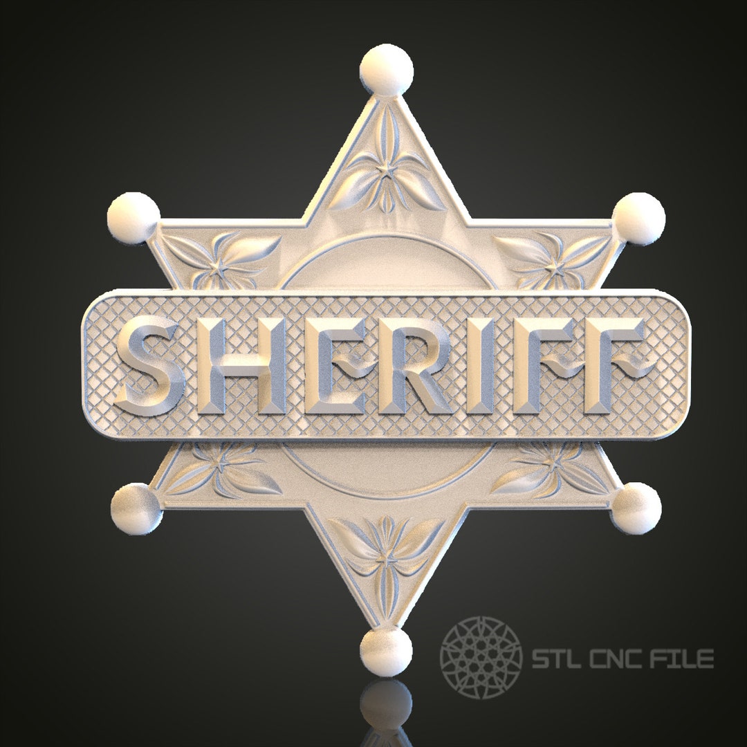 Sheriff Badge 3D STL File, CNC and 3D Printer Model, Western Decor ...