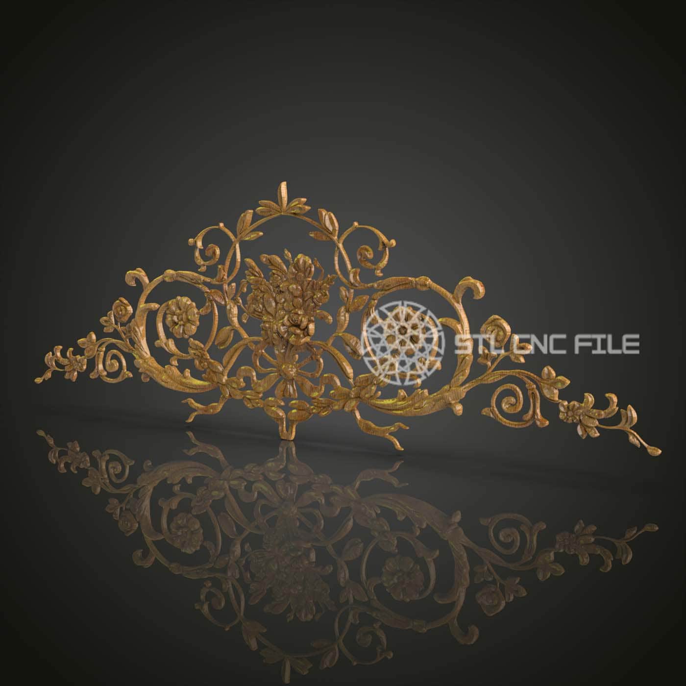 Golden Floral Baroque Tiara STL Model – Elegant CNC Engraving Files for ...