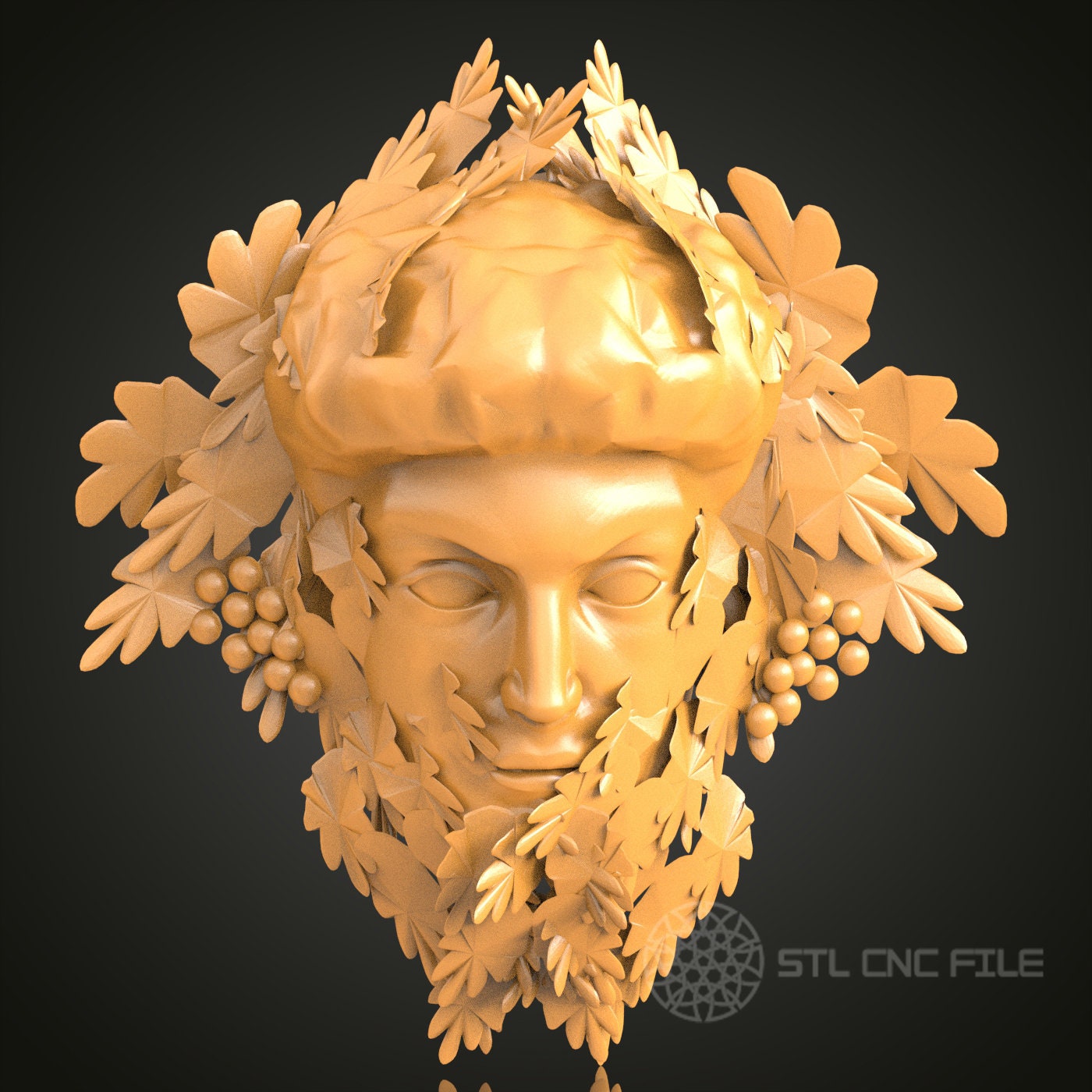 Mythological Face With Foliage Crown STL Model, CNC Router File for ...
