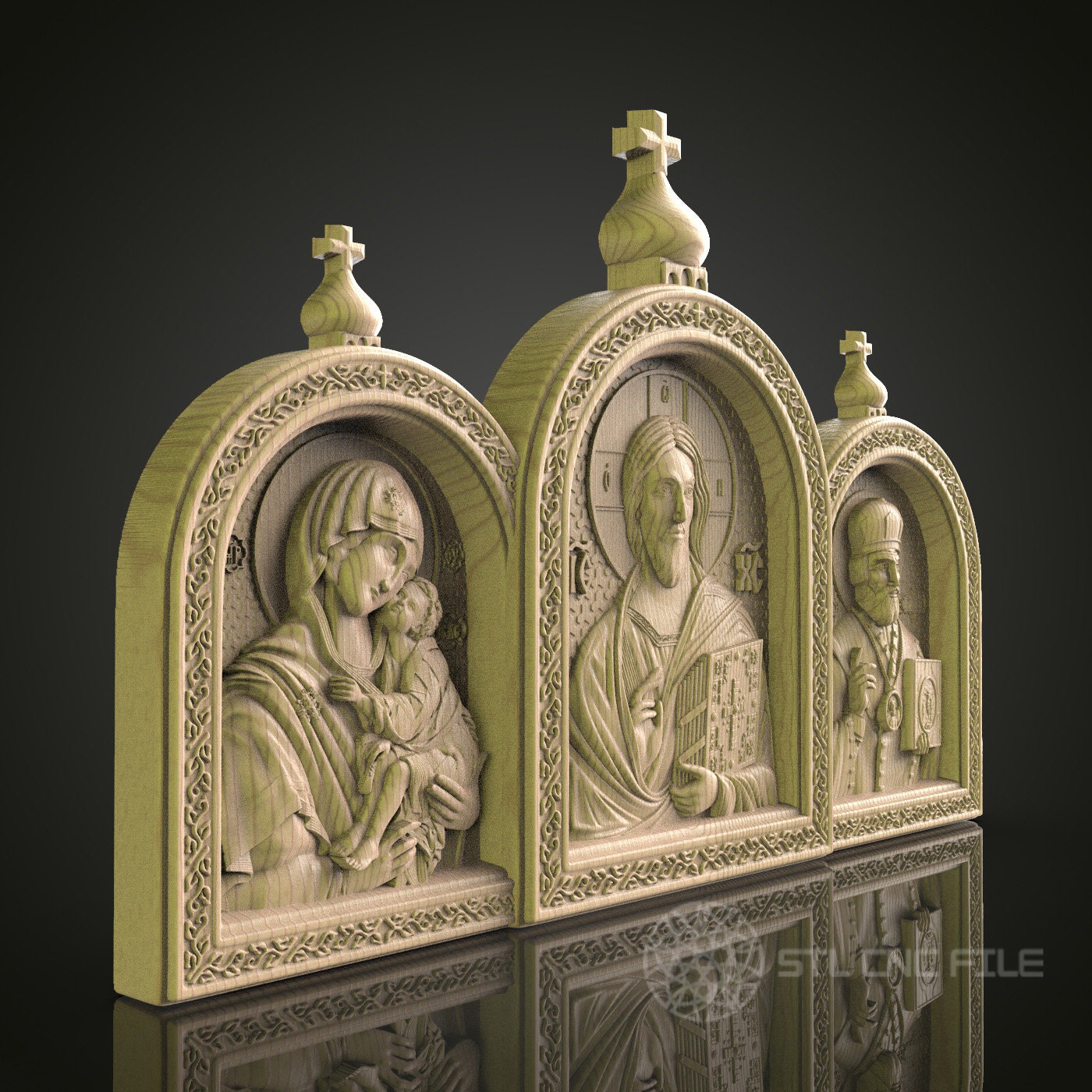 Orthodox Triptych Relief STL Model: CNC Router, 3D Printer (digital ...