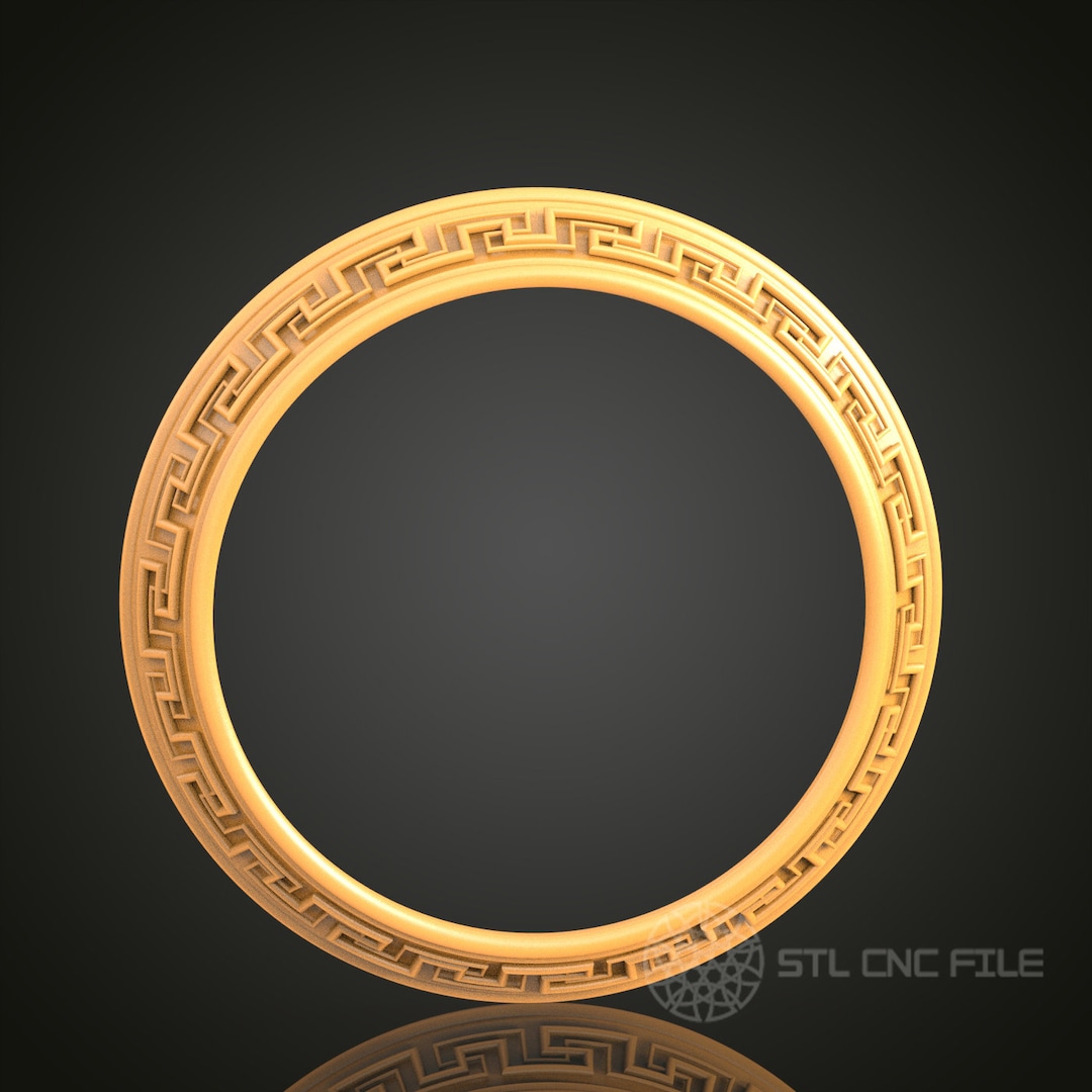 Greek Key Pattern Circular Frame Design STL Model for CNC Router ...