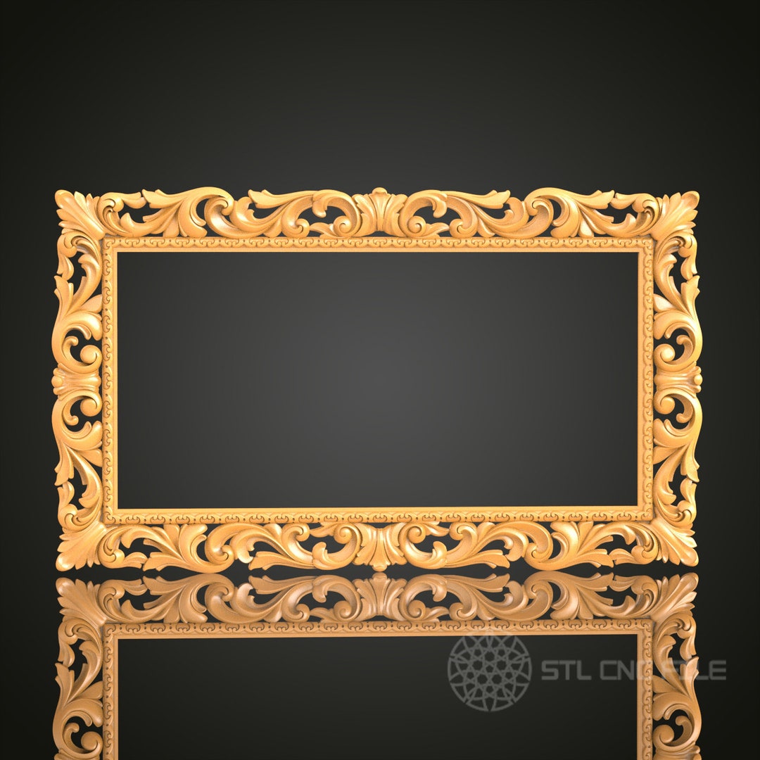 Victorian Style Rectangular Frame STL Model for CNC Router Engraver and ...