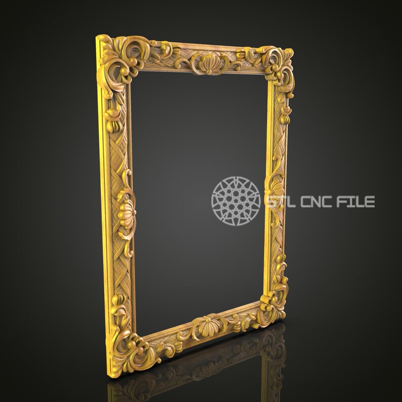 Exquisite Carved Frame STL File for CNC, Elegant Floral and Spiral Wood ...