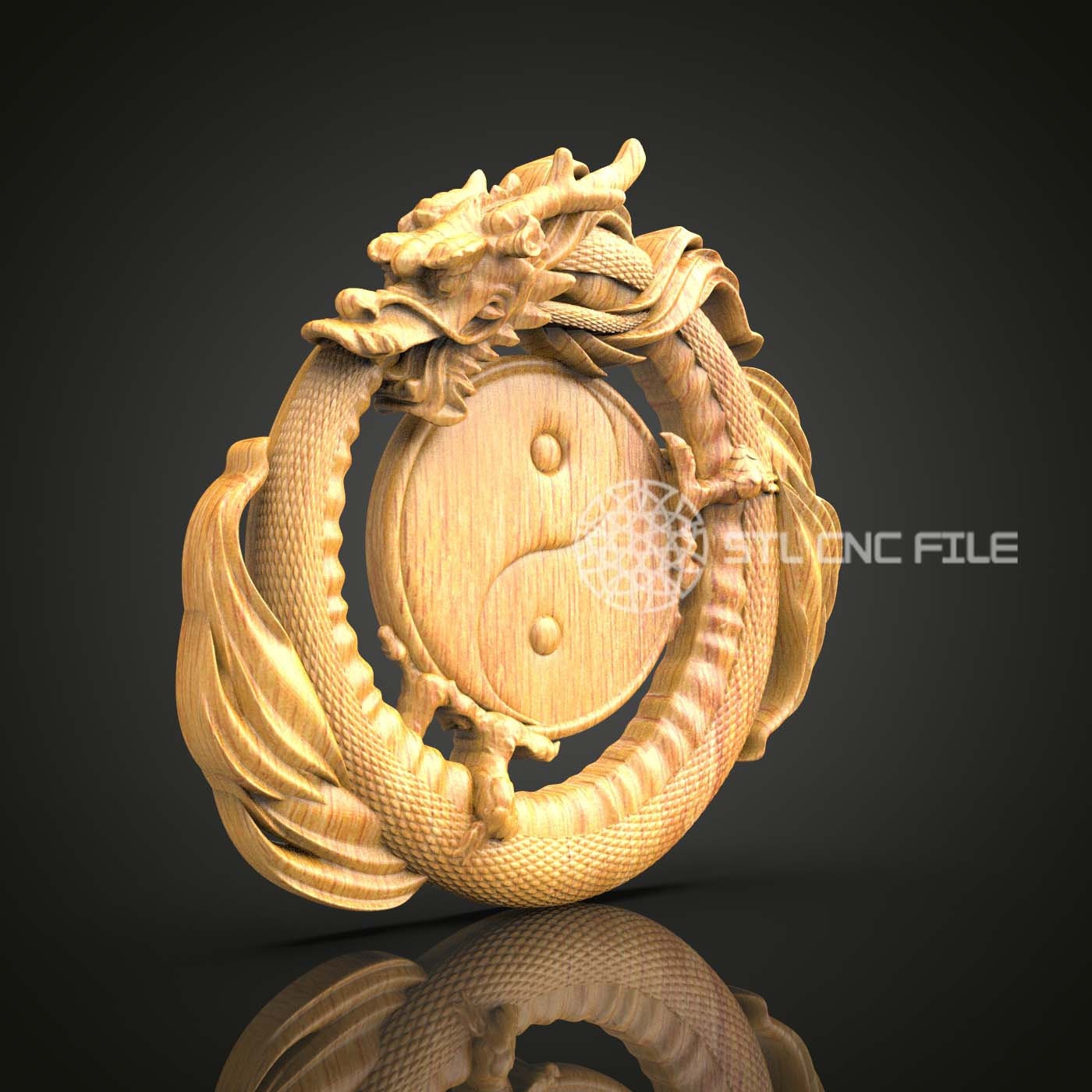 Yin Yang Dragon Circle STL Model: CNC Wood Carving Design - Etsy