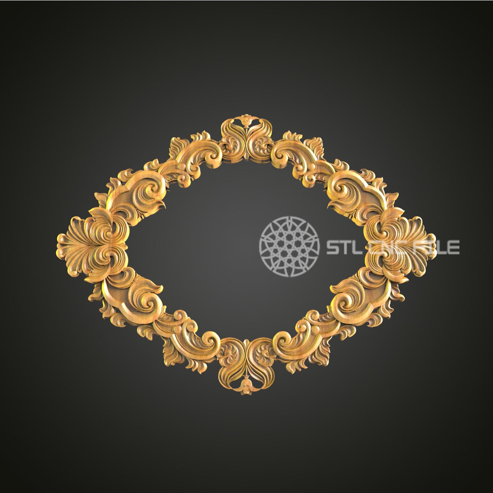 Regal Circular Baroque Frame STL - CNC Router File for Luxurious Decor ...