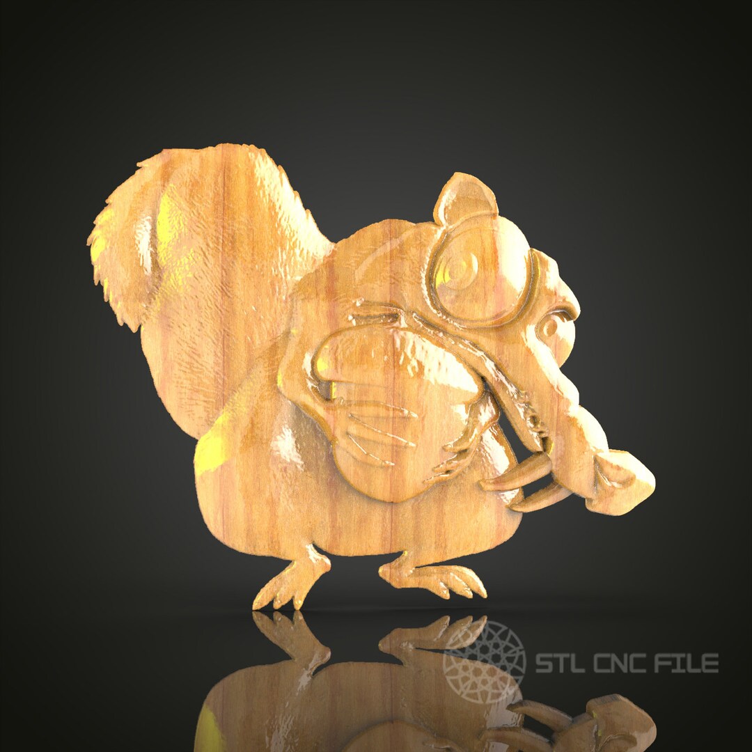 Cartoon Squirrel 3D STL Model - CNC Router Wood Art, Wall Decor ...