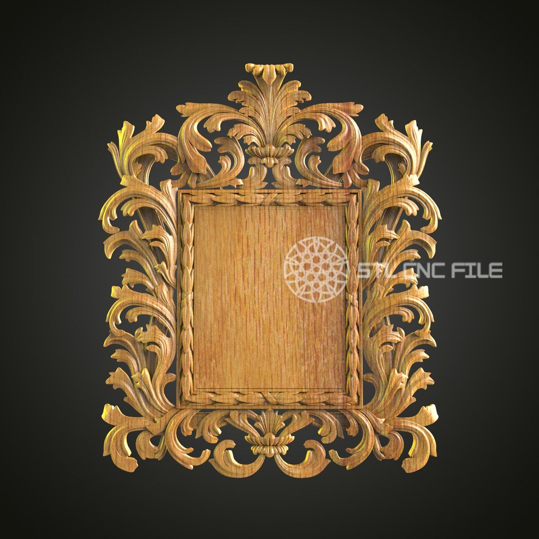 Baroque Style CNC Engraved Frame - Luxurious Wood Carving, Ornamental ...
