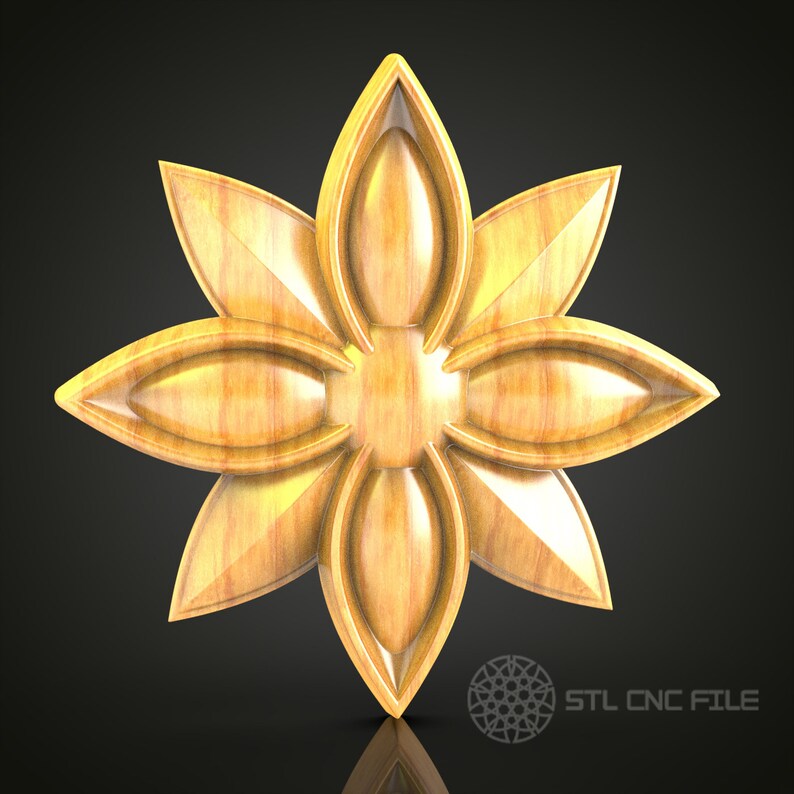 Floral Star STL Model for CNC Router, Compatible With Artcam, Aspire ...