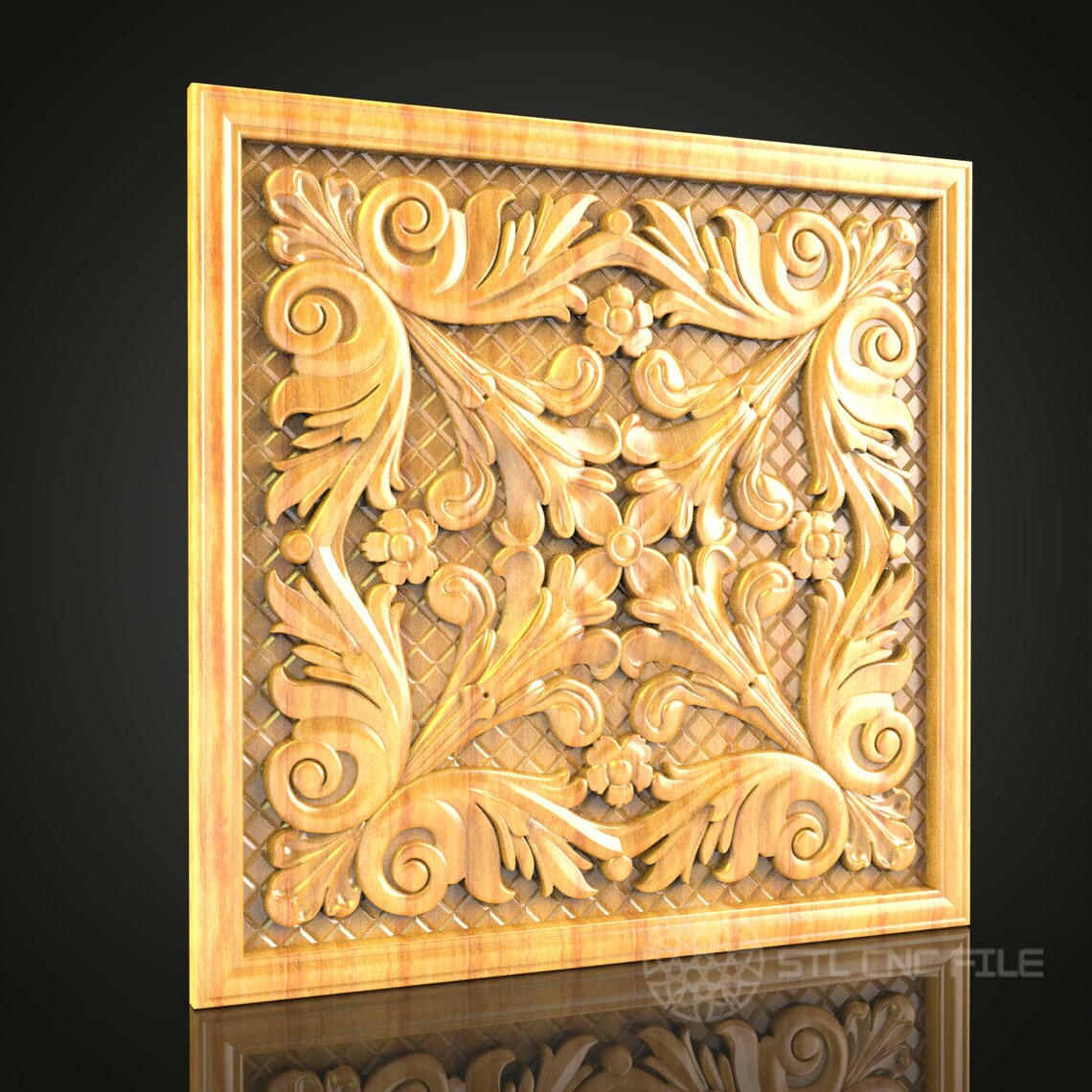 Ornate Square Panel STL Model for CNC Router, Compatible With Artcam ...