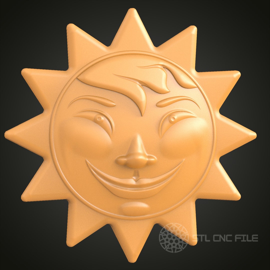 Smiling Sun STL Model for CNC Router Engraver, Artcam, Aspire, 3D ...
