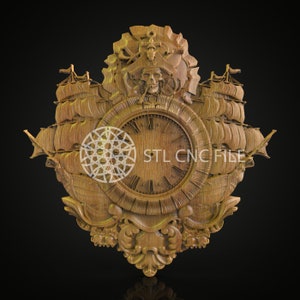 Nautical Fleet 3D STL Clock Model CNC Carving Art, Maritime Ship Design ...