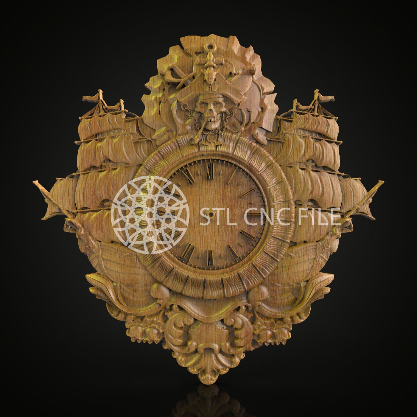 Nautical Fleet 3D STL Clock Model - CNC Carving Art, Maritime Ship ...