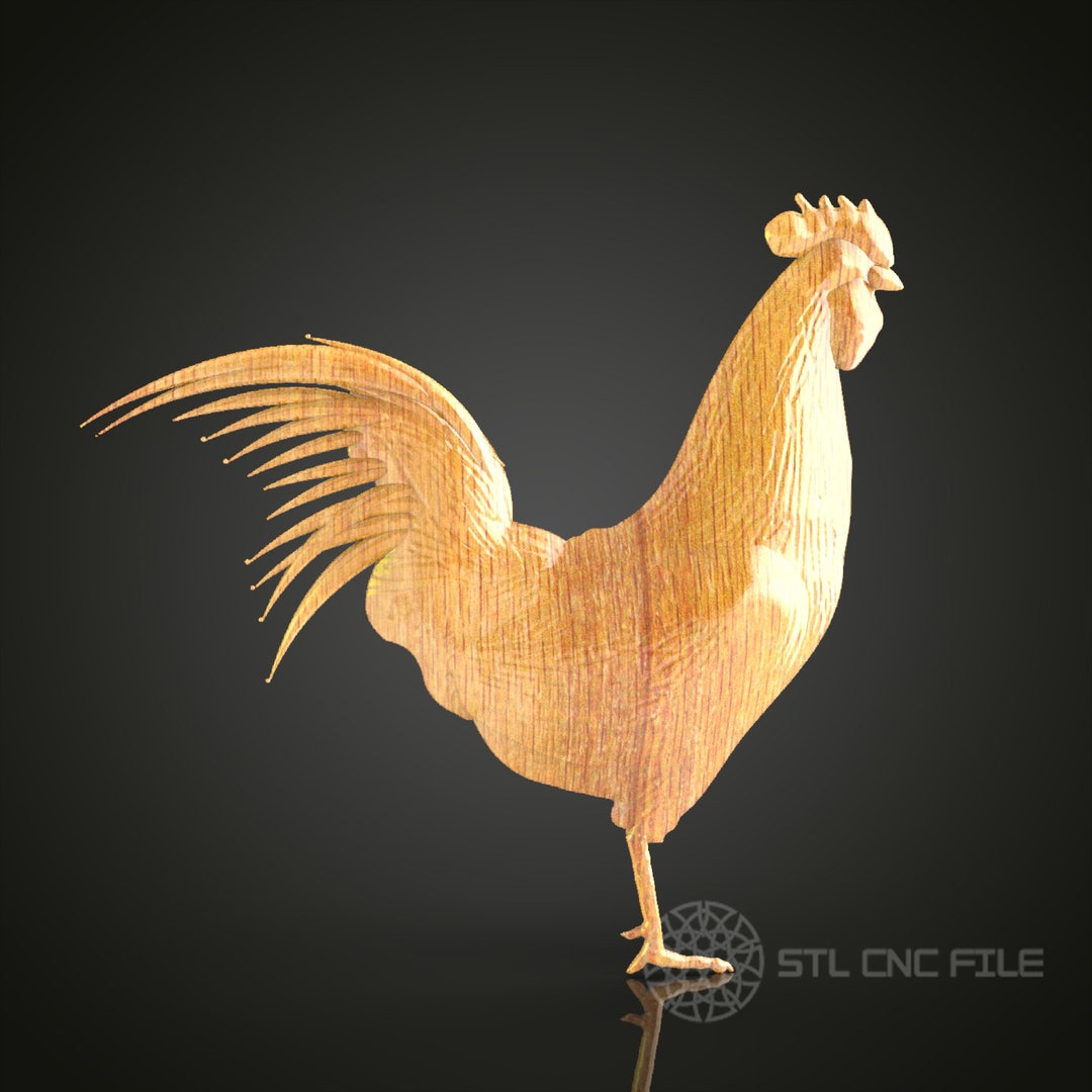 Rooster Silhouette STL File for CNC, 3D Wooden Animal Carving, Artcam ...
