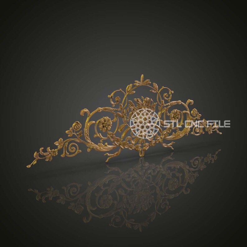 Golden Floral Baroque Tiara STL Model – Elegant CNC Engraving Files for ...