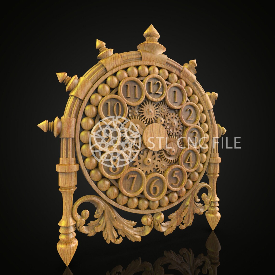 Mechanical Gear Clock 3D STL Model, CNC Router Engraving File ...