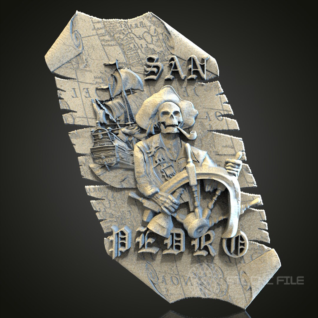 3D Pirate Relief STL Model for CNC Router Engraver - Nautical Wall Art ...