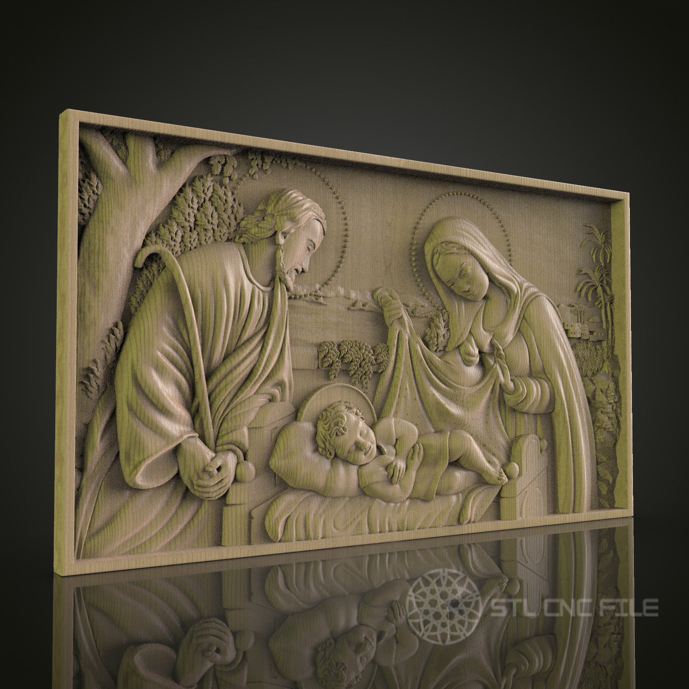 Nativity Scene Relief - STL Model for CNC Router, 3D Printer - Artcam ...