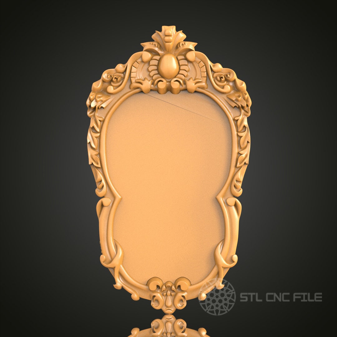 Floral Scrollwork Mirror Frame STL Model – Ideal for CNC and 3D ...