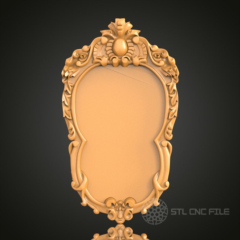 Floral Scrollwork Mirror Frame STL Model – Ideal for CNC and 3D ...