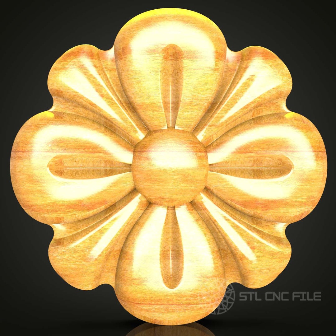 Classic Floral Rosette STL Model for CNC, Decorative Wood Carving ...