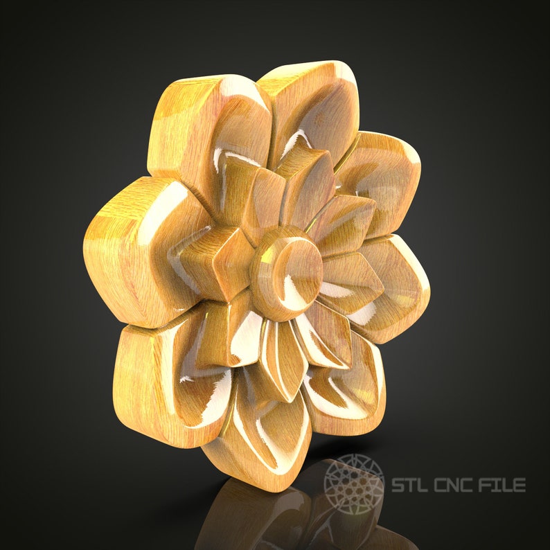 Blooming Flower STL Model for CNC Router - Artistic Wooden Decor ...