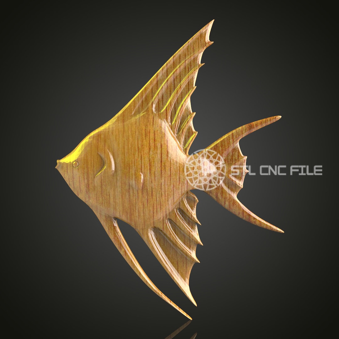 Angelfish STL Model, CNC Engraving File, Decorative Wall Art, Wooden ...