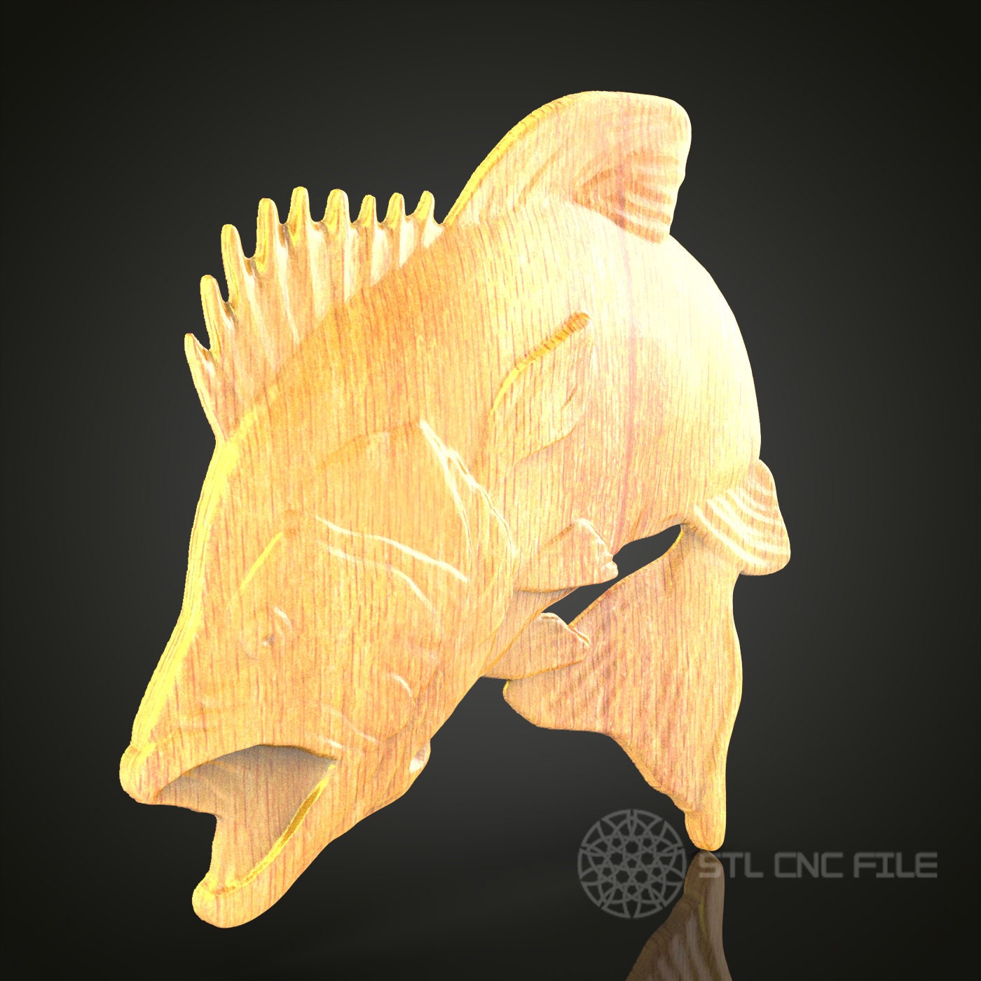Fish Bass Relief STL Model for CNC Router Engraving - Wood Art Wall ...