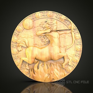 Sagittarius Zodiac Wood Carving - CNC Engraved Archer Wall Art ...