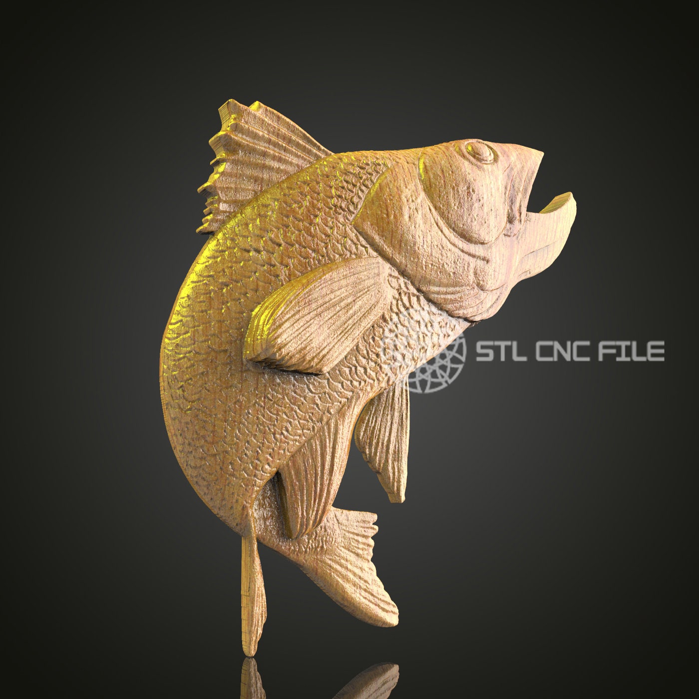Dynamic Fish Leap STL Model for CNC Woodworking, Artistic Wall Decor 3D ...