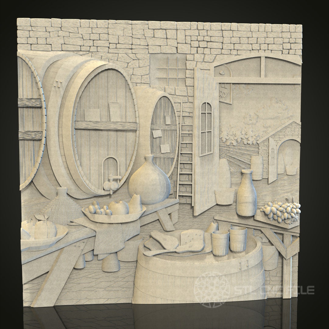 Winery Scene Relief STL Model: CNC & 3D Printing Wall Decor (PDF) - Etsy