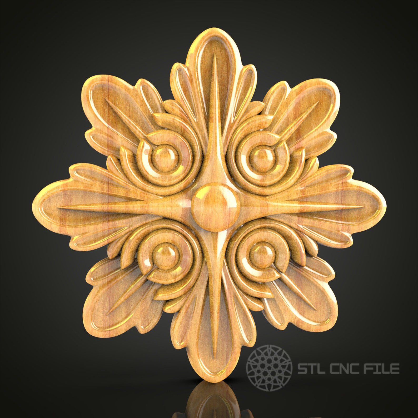Ornate Art Nouveau CNC Router STL Model - Elegant Symmetrical Wood ...