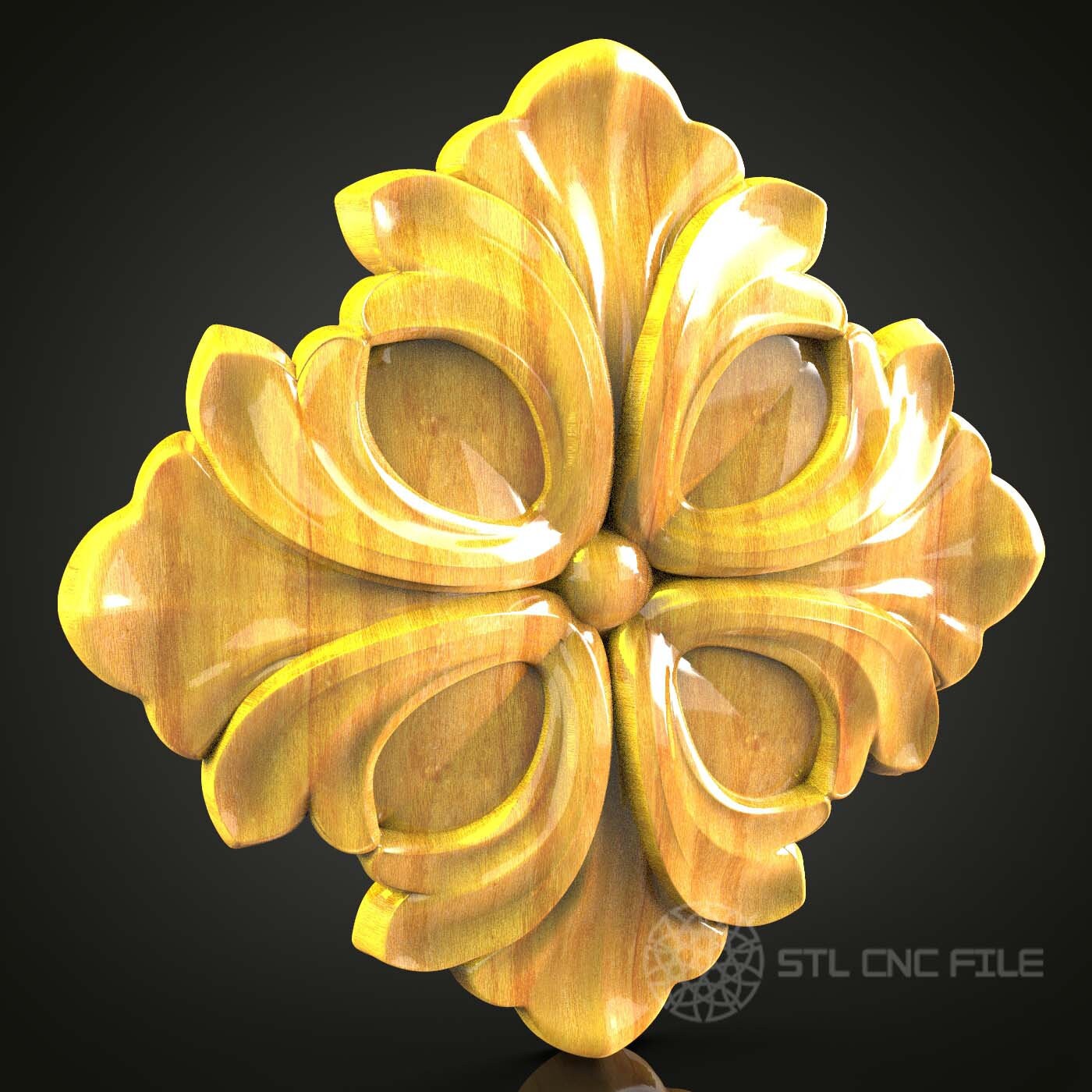 Floral Rosette STL Model for CNC Router - Decorative Wood Art for ...