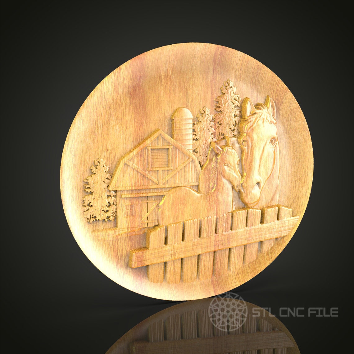 Rustic Horse and Barn Wall Art - 3D STL File for CNC Wood Engraving - Etsy