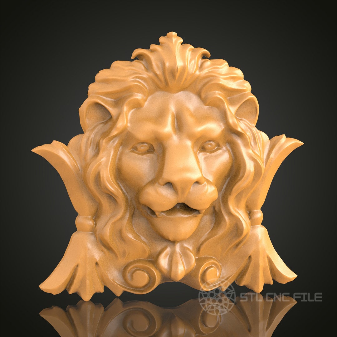 Regal Lion Head STL Model for CNC Router Engraver, Artcam, Aspire, 3D ...