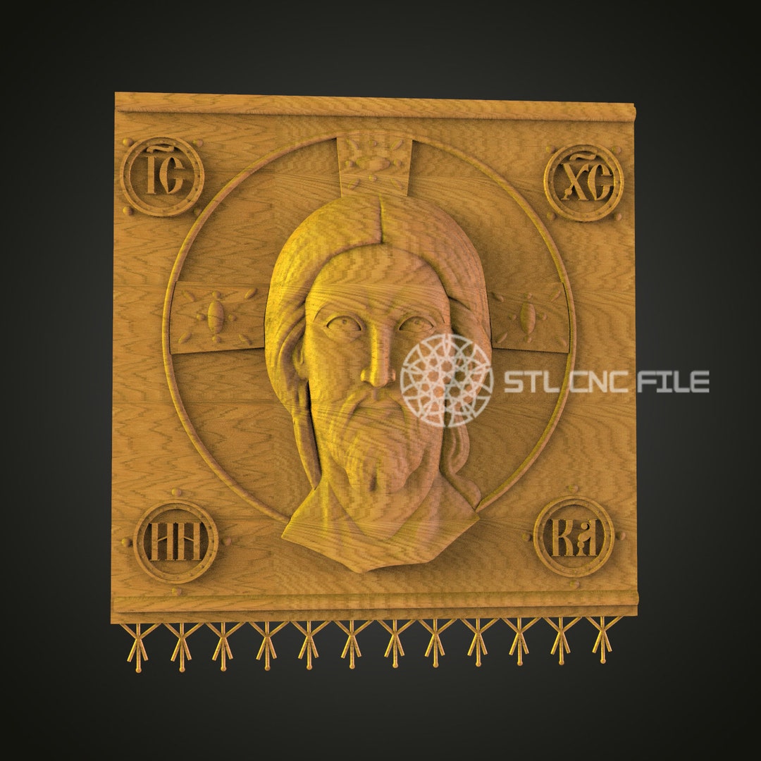 Christ Icon CNC STL File - 3D Printable Religious Symbol for Artcam ...