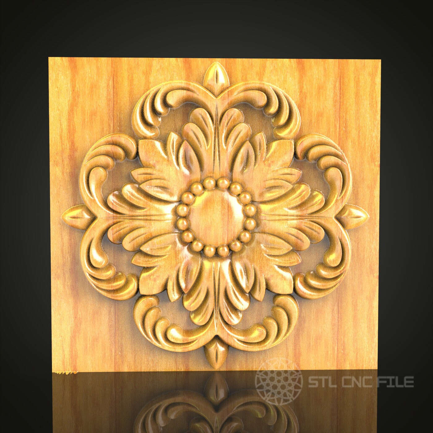 Floral Round Panel STL Model for CNC Router, Compatible With Artcam ...