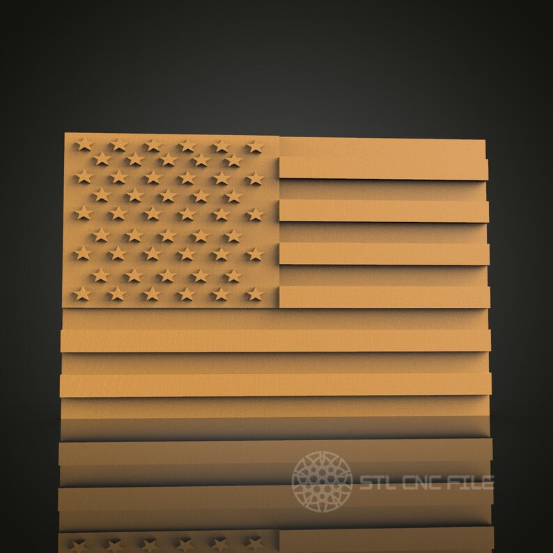 Layered American Flag STL Model for CNC Router Engraver, Wall Decor ...