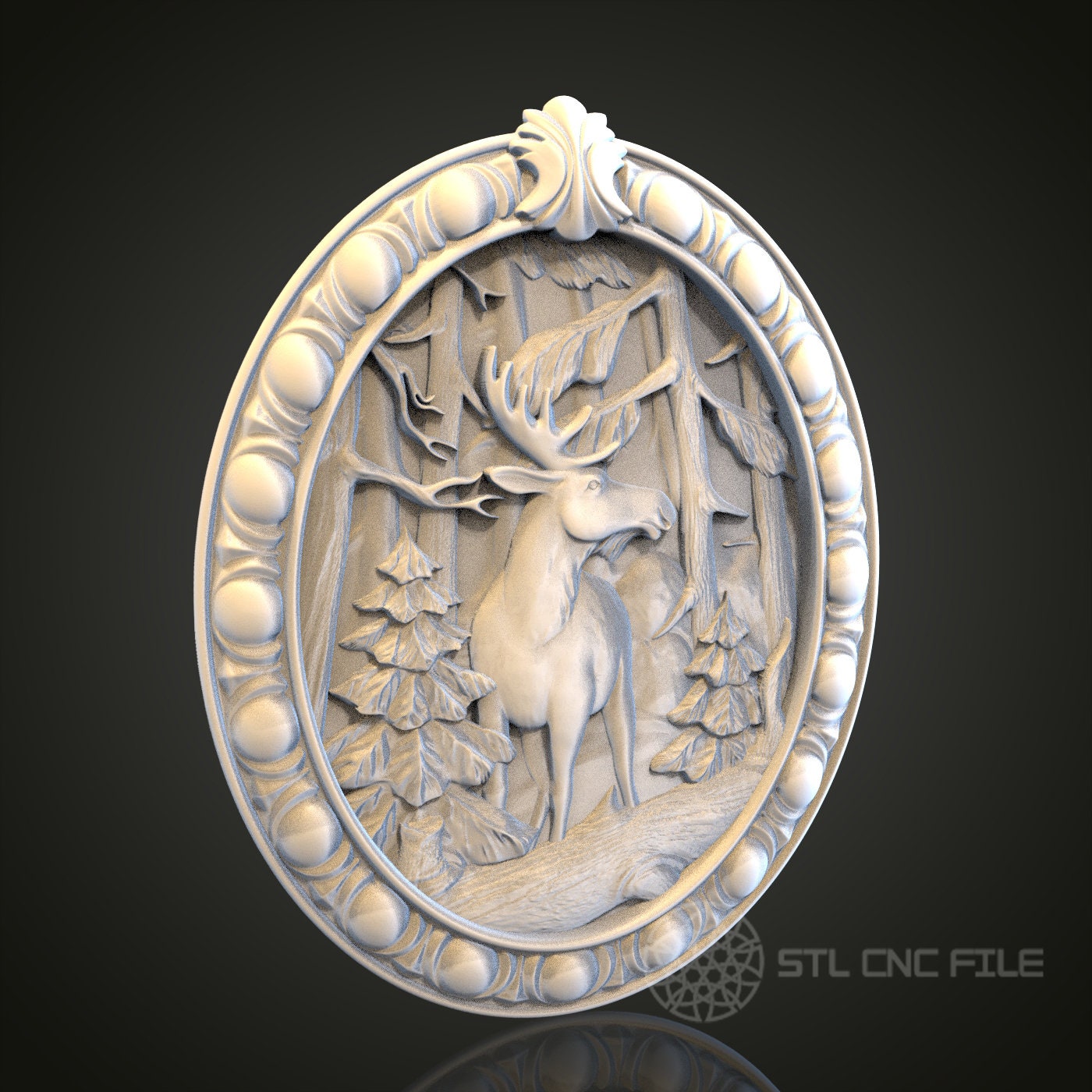 Deer Forest Relief STL Model for CNC Router Engraver, Artcam, Aspire ...