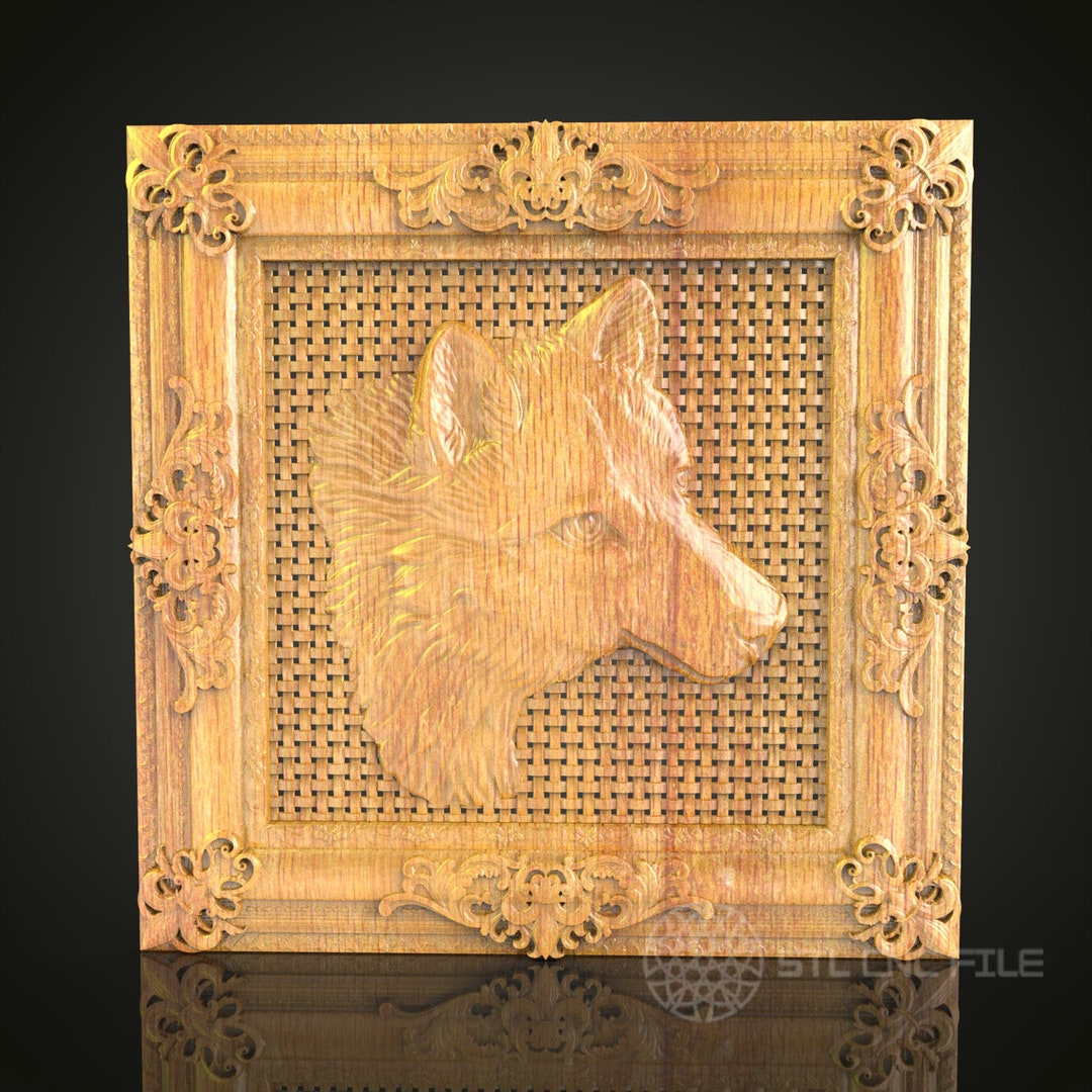 Fox Portrait in Ornate Frame 3D STL Model - CNC Wood Carving (digital ...