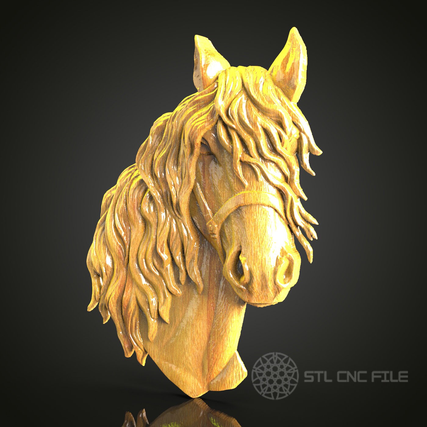 Majestic Horse Head STL Model for CNC Router, Compatible With Artcam ...