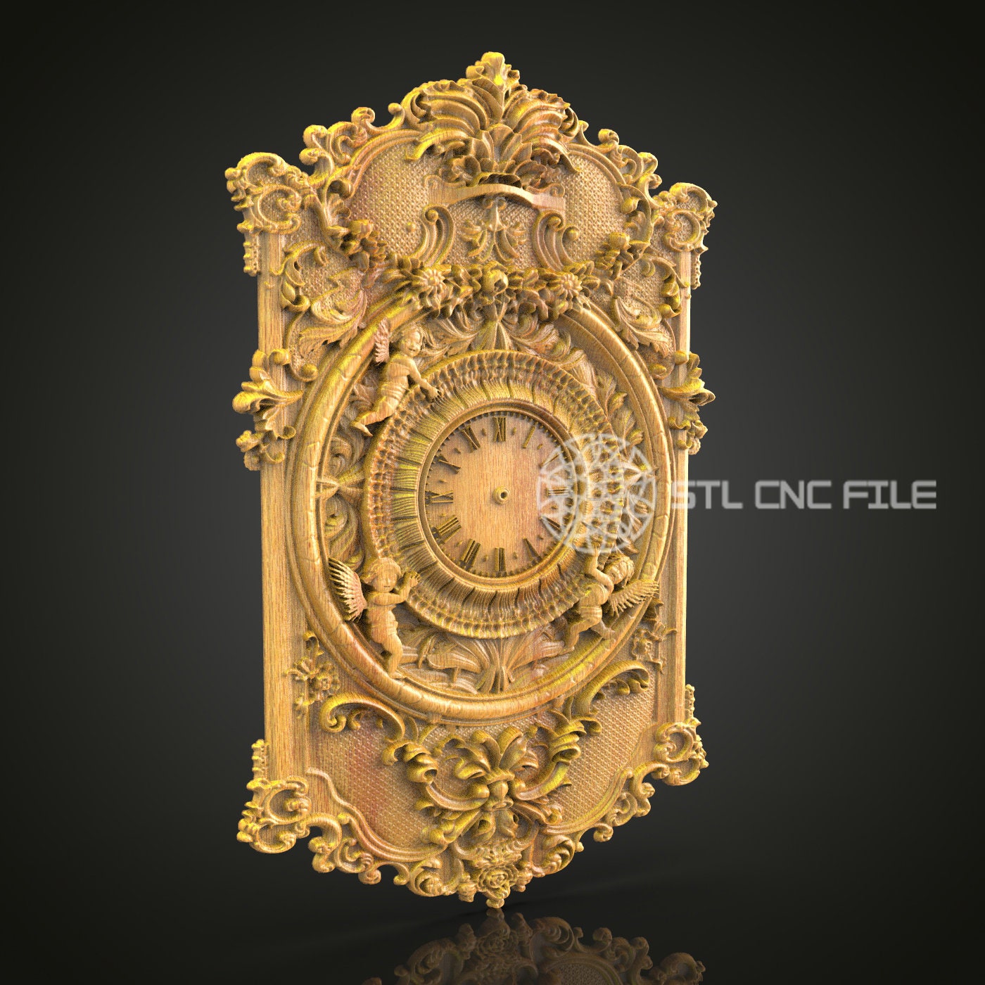 Ornate Rococo 3D STL Clock Model - CNC Woodworking, Luxurious Wall Art ...