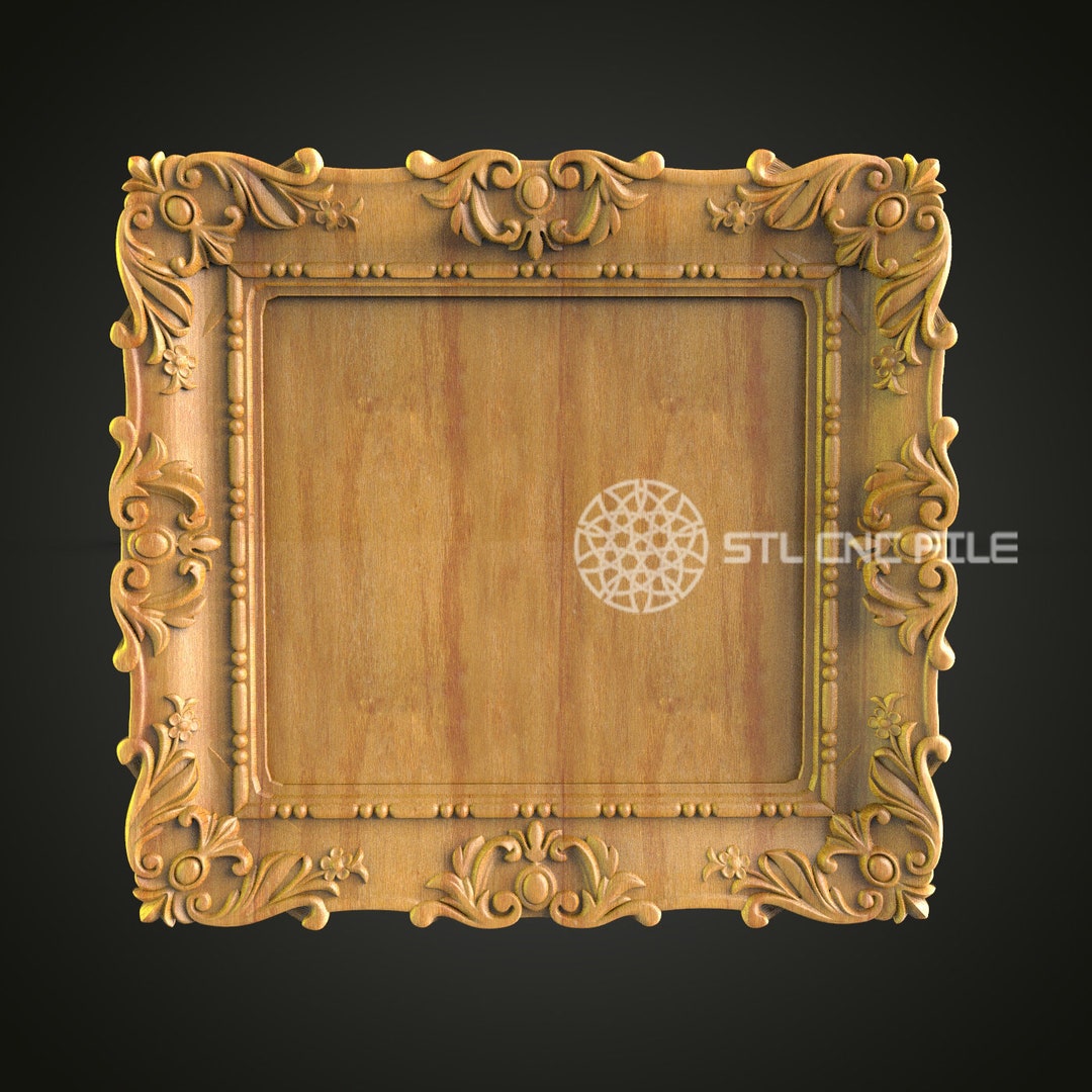 Rococo Style Picture Frame - Ornate CNC Engraved Wood, Decorative STL ...