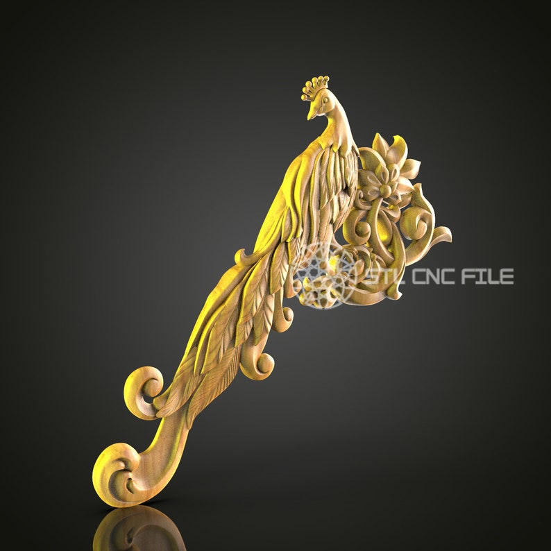Elegant 3D Carved Peacock STL File for CNC and 3D Printing - Ornate ...