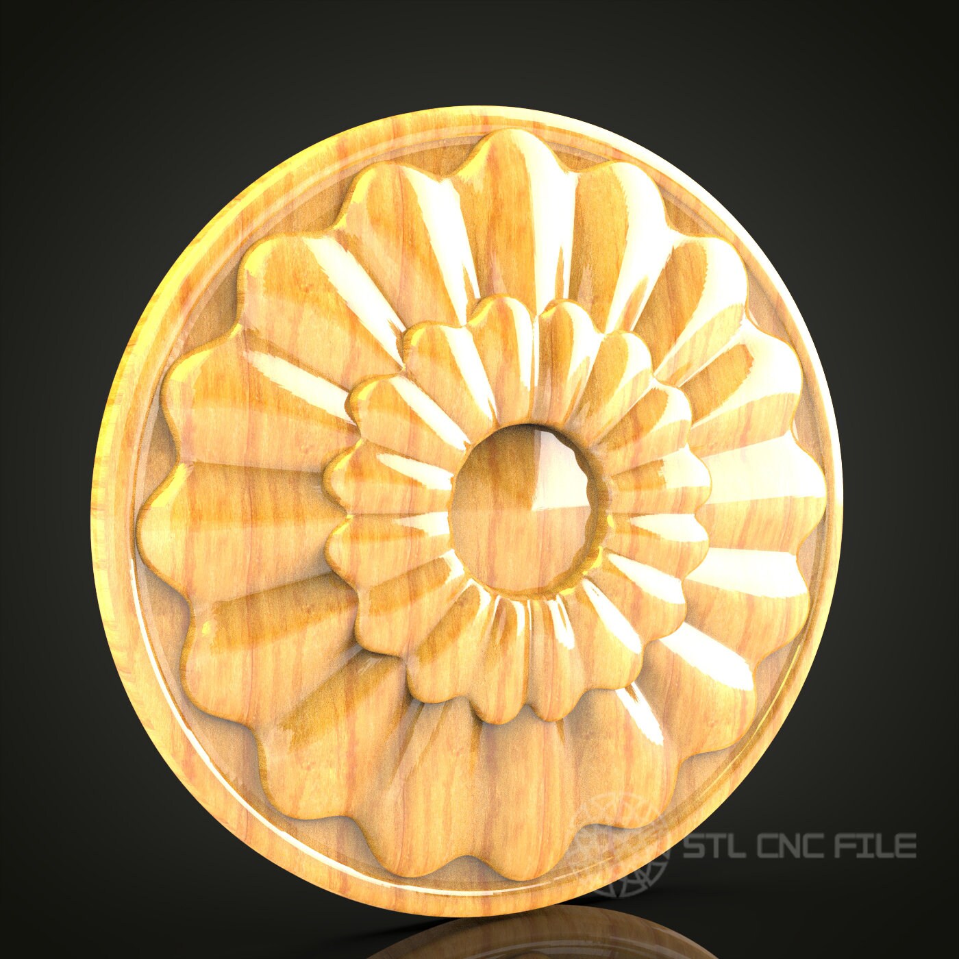 Sunburst Flower STL Model for CNC Router and Wood Engraving - Etsy