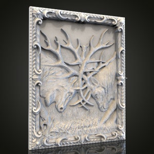 Stag Battle Relief STL Model for CNC Router Engraver, Artcam, Aspire ...