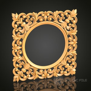 Floral Round 3D Frame STL Model for CNC Router, Artcam Aspire CNC Files ...