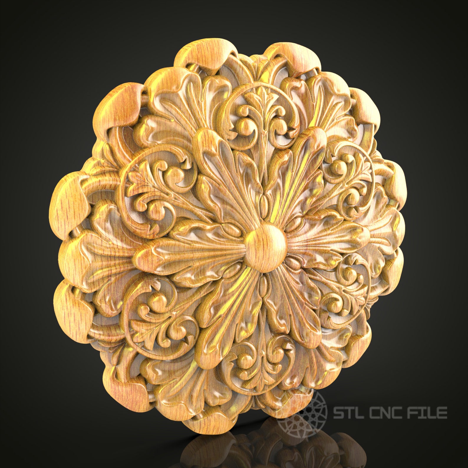 Elegant Floral Bouquet Medallion STL File, CNC Router, Artcam Aspire ...